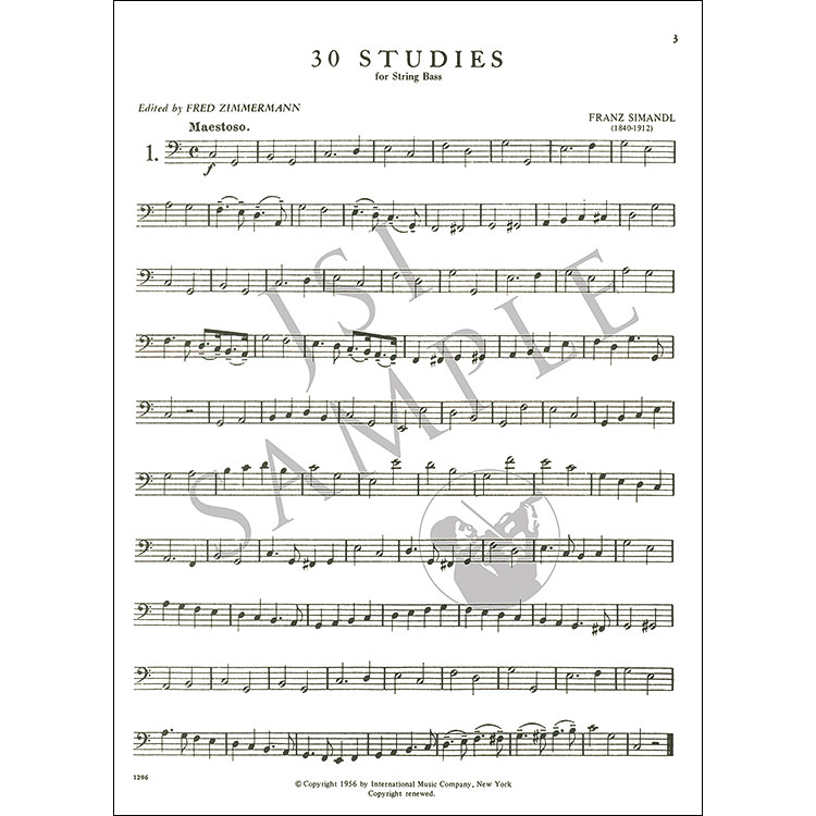Thirty Etudes for the String Bass; Franz Simandl (International ...
