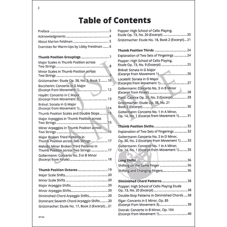 Cello Power, Book 2, Cello Warm-ups in Thumb Position; Marion Feldman ...