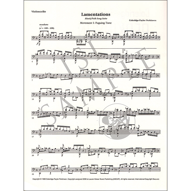 Lamentations, Black/ Folk Song Suite for Solo Cello, Coleridge-Taylor ...