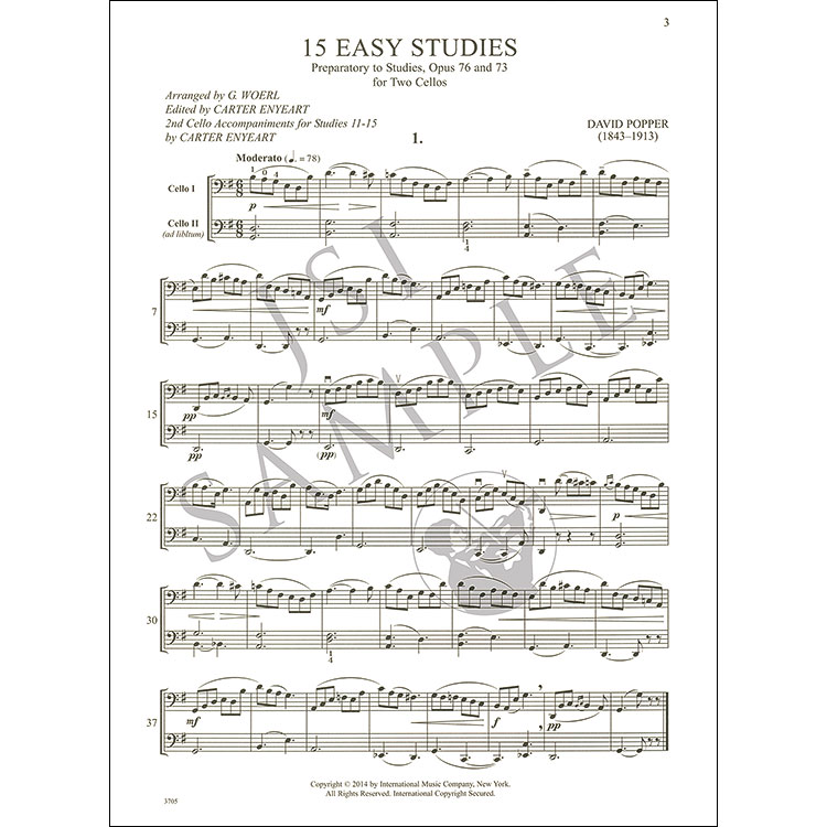Fifteen Easy Studies, opp. 76a, for cello (2nd cello ad lib.); David ...