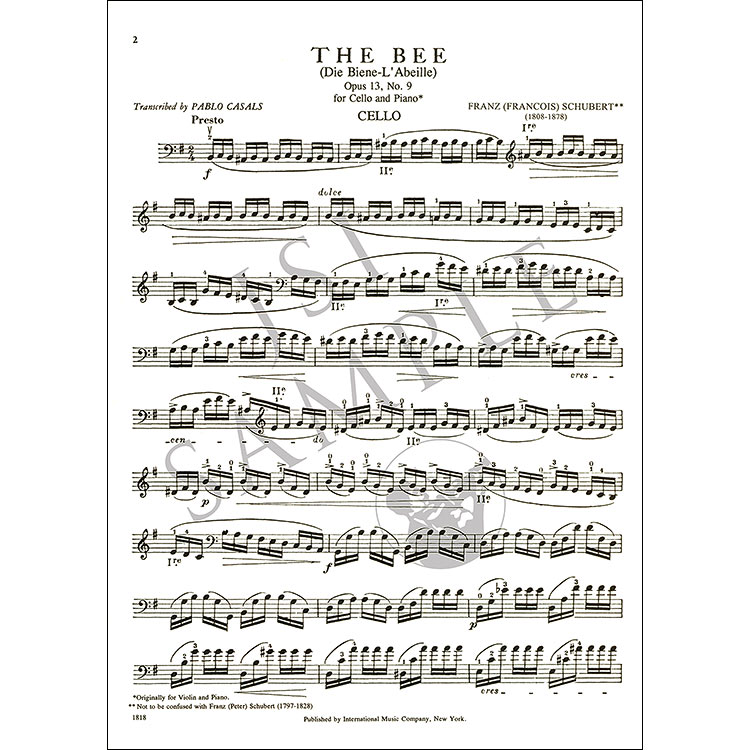 The Bee (L'Abeille), cello and piano; Francois Schubert (International ...