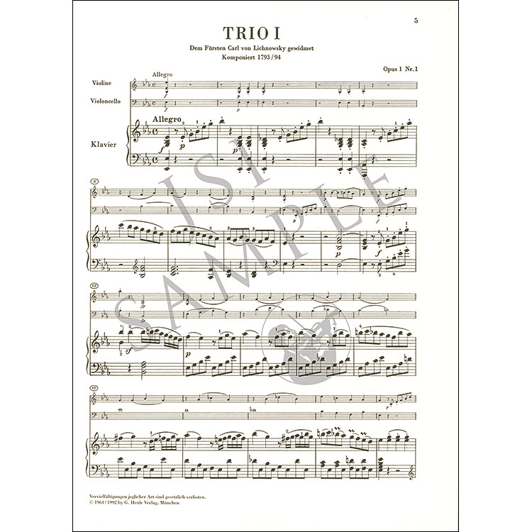 Piano Trios, volume 1 (urtext); Ludwig van Beethoven (G. Henle Verlag) | Johnson String Instrument
