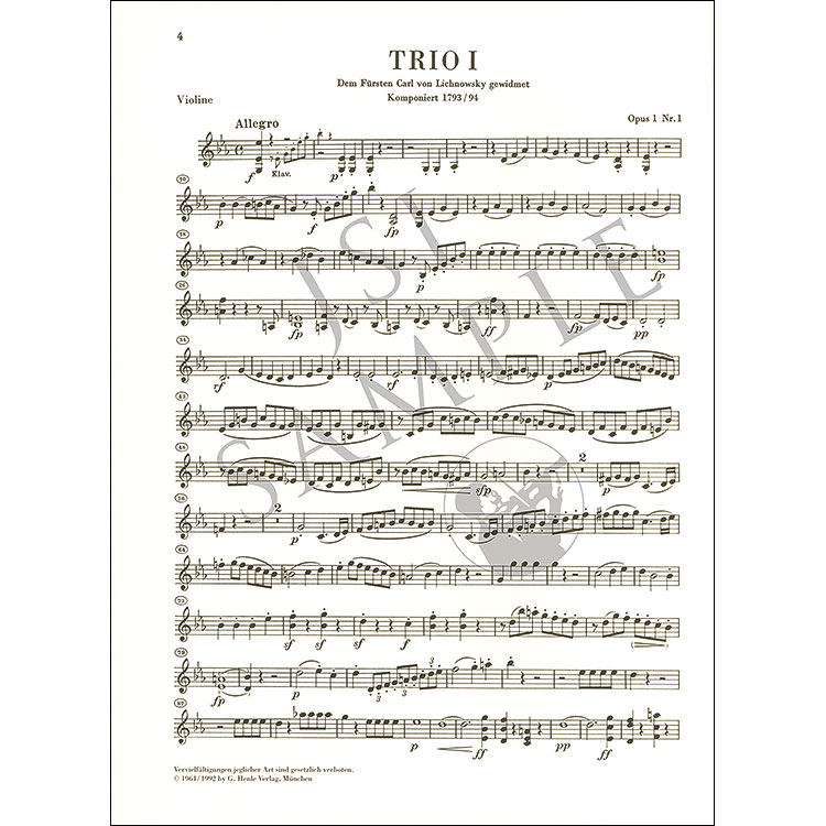 Piano Trios, volume 1 (urtext); Ludwig van Beethoven (G. Henle Verlag) | Johnson String Instrument