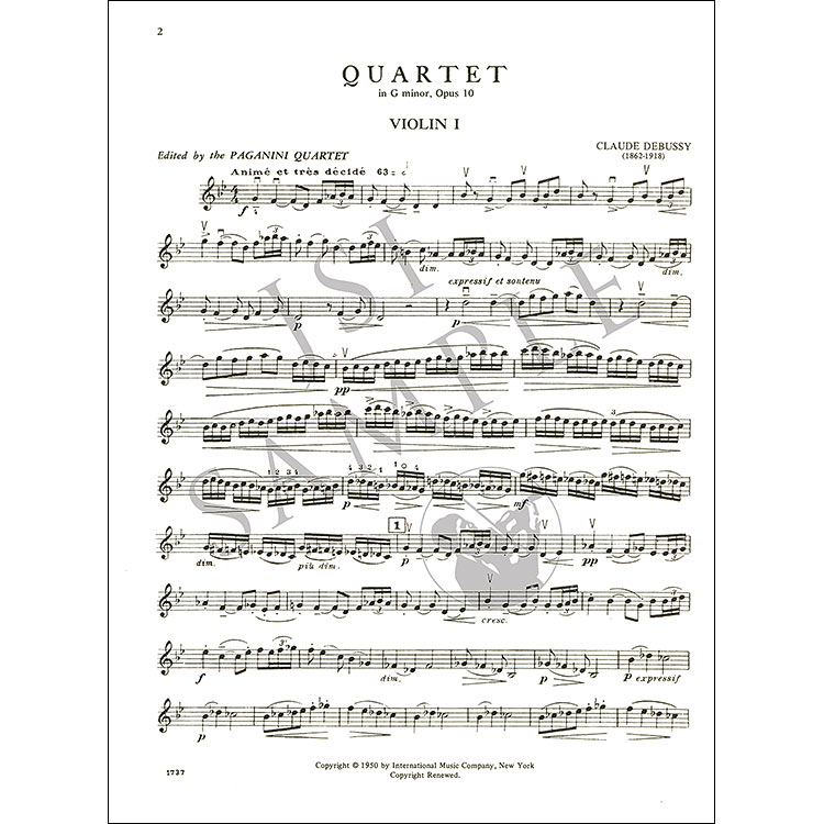 String Quartet in G Minor, op. 10; Claude Debussy (International ...