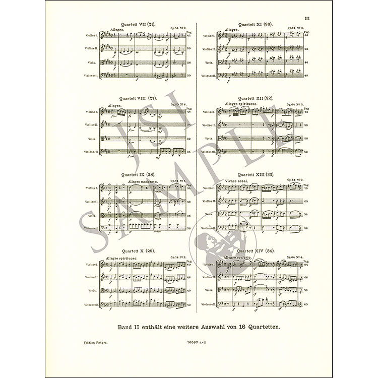 String Quartets, Volume 1: 14 Famous (parts); Joseph Haydn | Johnson String Instrument