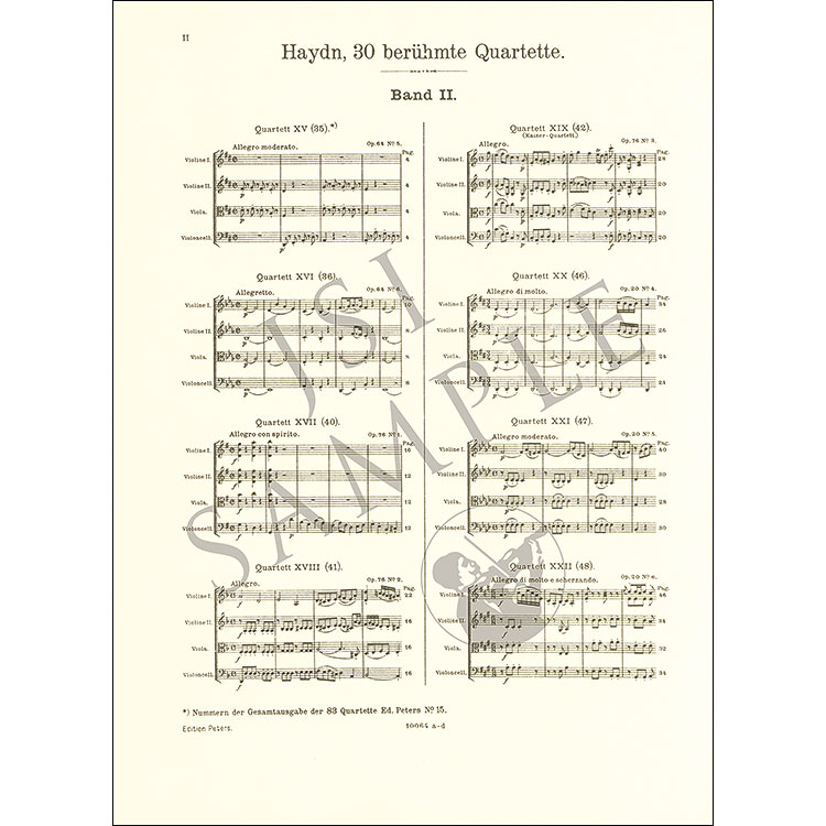 String Quartets, Vol. 2 (parts); Joseph Haydn | Johnson String Instrument