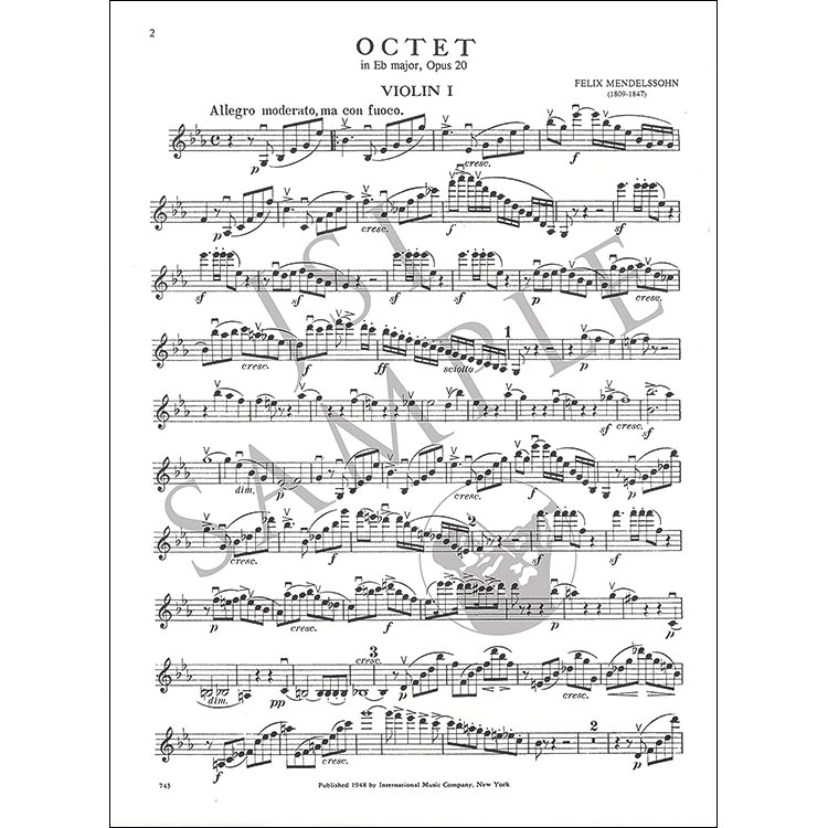 String Octet in E-flat Major, Op.20 (parts); Felix Mendelssohn ...