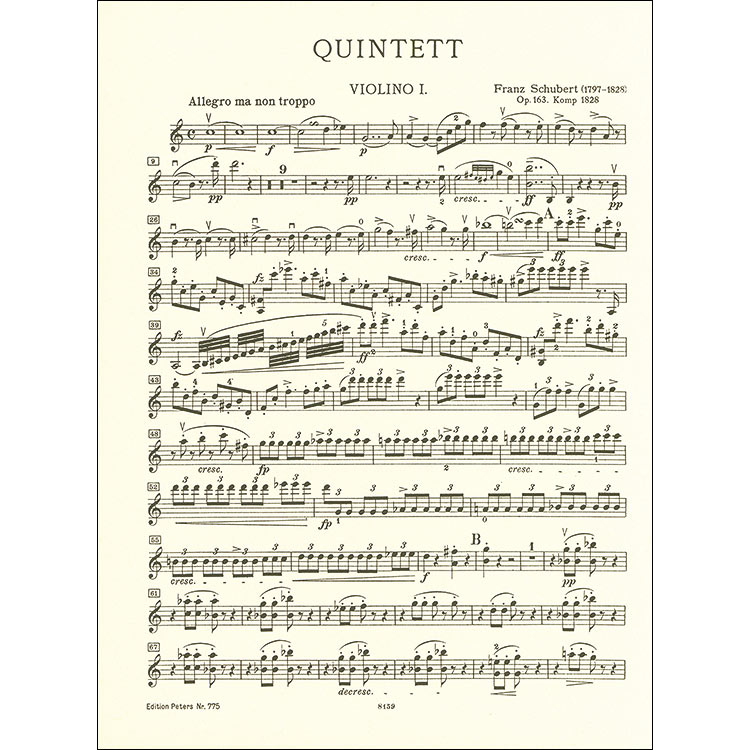 String Quintet in C Major, D.956 (parts); Franz Schubert | Johnson String Instrument