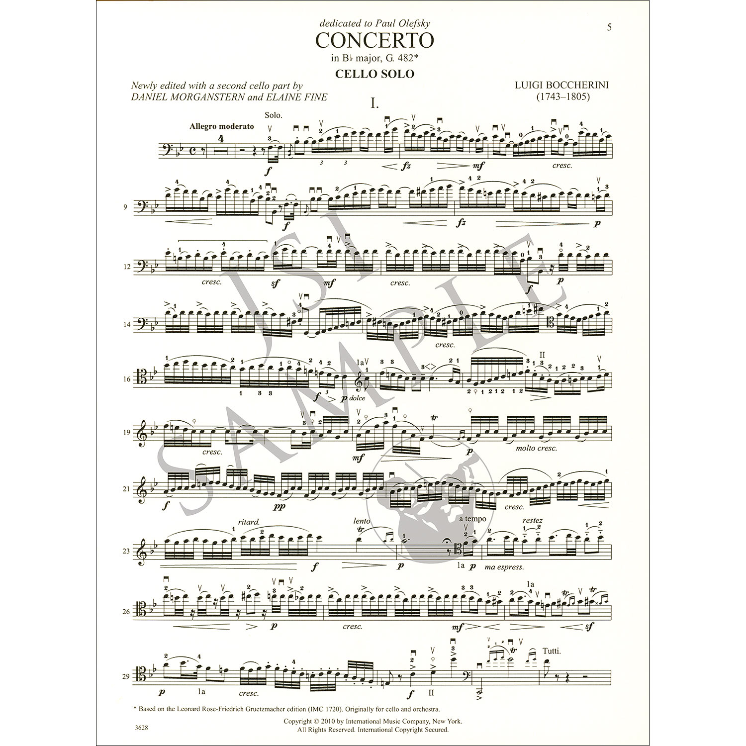 Concerto No. 9 in B-flat Major, G.482 for cello with commentary ...