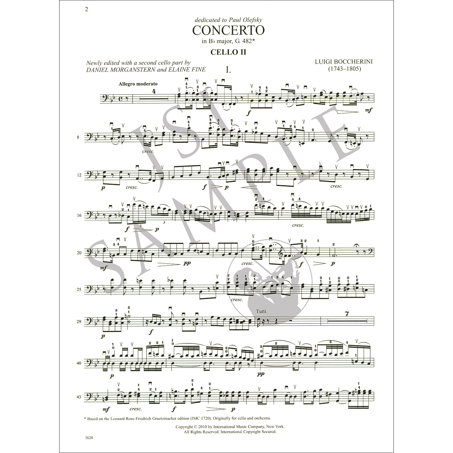 Concerto No. 9 in B-flat Major, G.482 for cello with commentary ...
