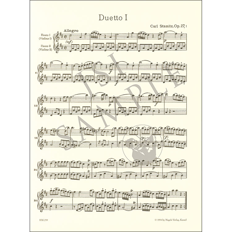 Six Duets for Two Violins op.27, book 1 (1-3); Carl Stamitz ...
