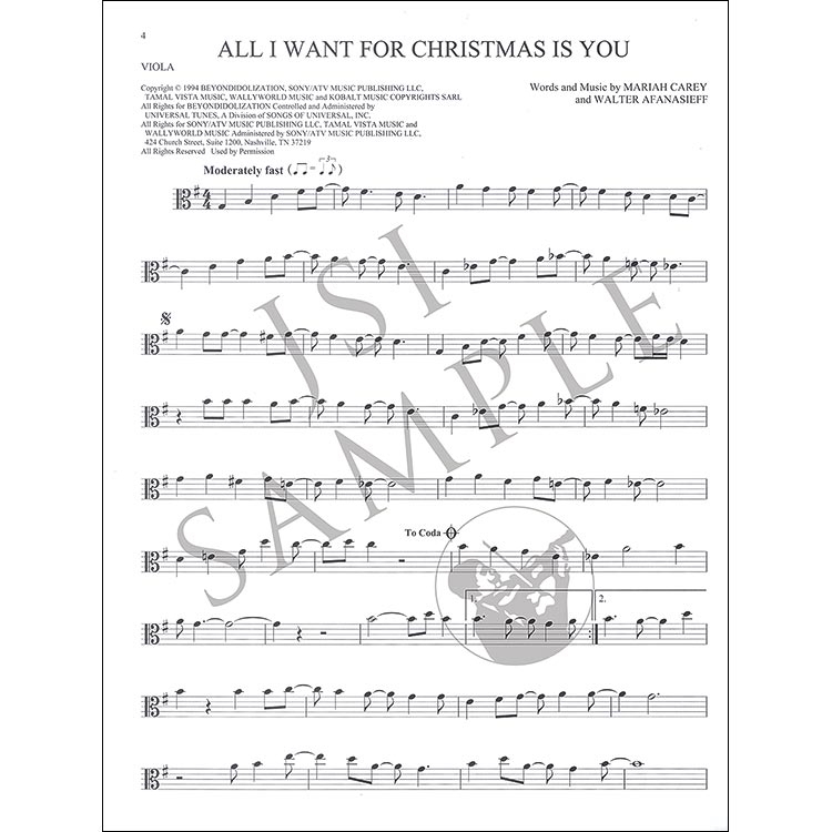 101 Christmas Songs for Viola (Hal Leonard) | Johnson String Instrument