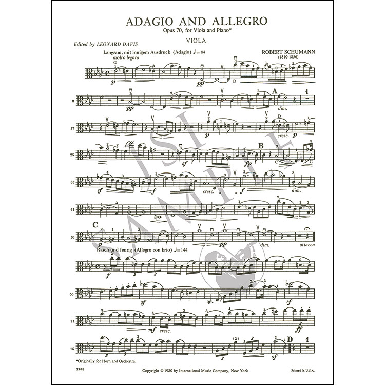 Adagio and Allegro, op. 70, viola; Robert Schumann (International)
