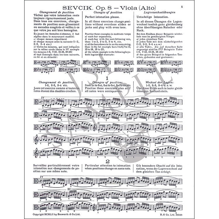 Shifting Positions/Prep. Scale Studies op. 8,viola; Otakar Sevcik ...
