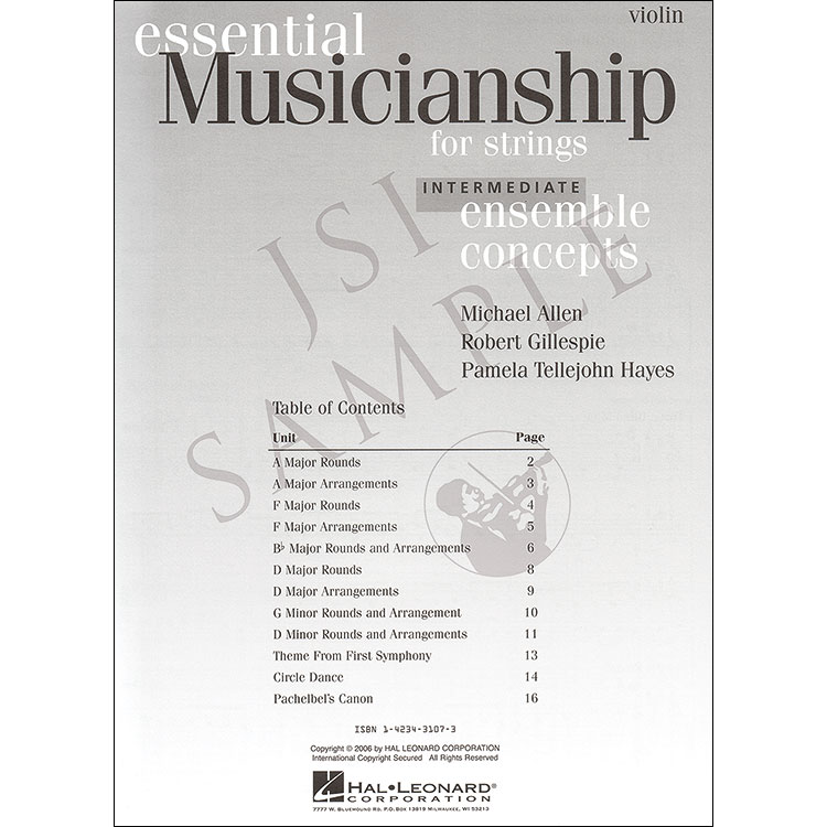 Essential Musicianship for Strings: Intermediate Ensemble Concepts -Violin (Hal Leonard ...