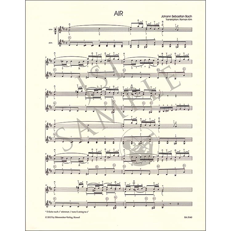 Air on the G String, arranged for solo violin by Roman Kim; Johann ...