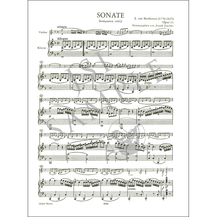 Sonata No. 5 in F Major, Op.24 'Spring', for violin and piano; Ludwig ...