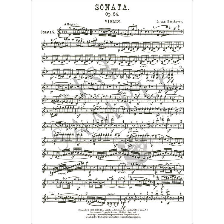 Sonata No. 5 in F Major, Op. 24 'Spring Sonata', for violin and piano; Ludwig van Beethoven ...