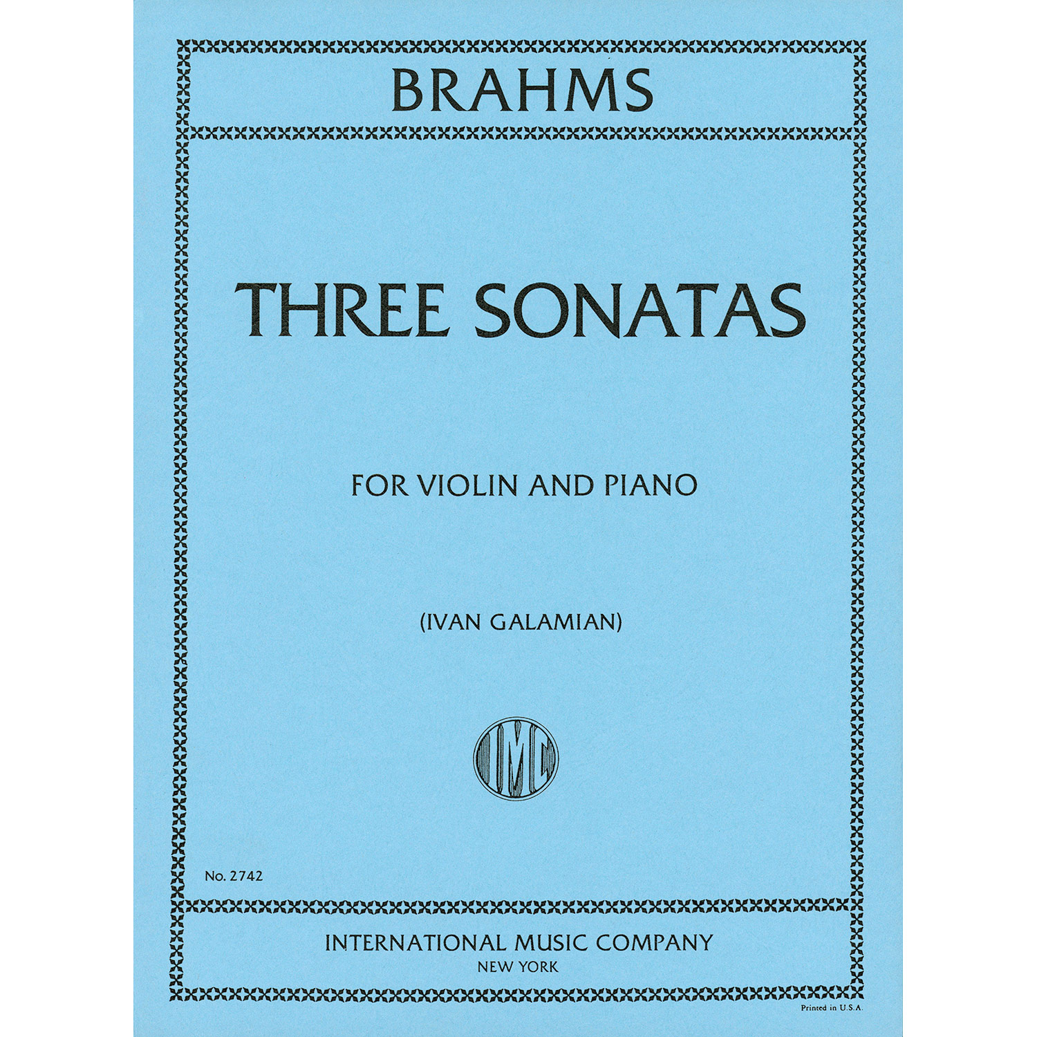 Three Sonatas Op 78 100 108 For Violin And Piano Galamian