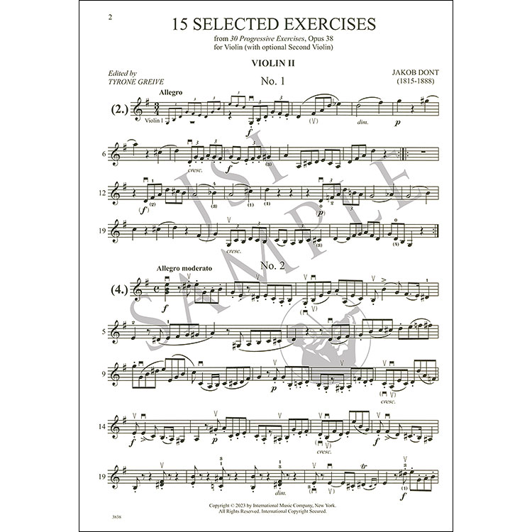 15 Selected Exercises from 30 Progressive Exercises, Op.38 for violin ...
