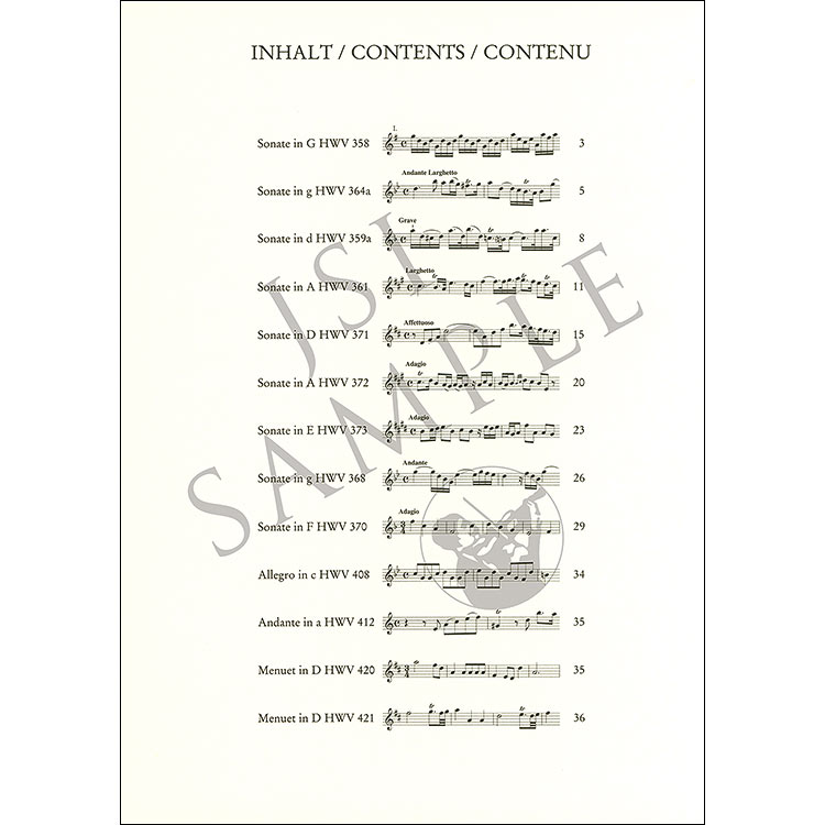 Sonatas for Violin and Basso Continuo; Georg Friedrich Handel