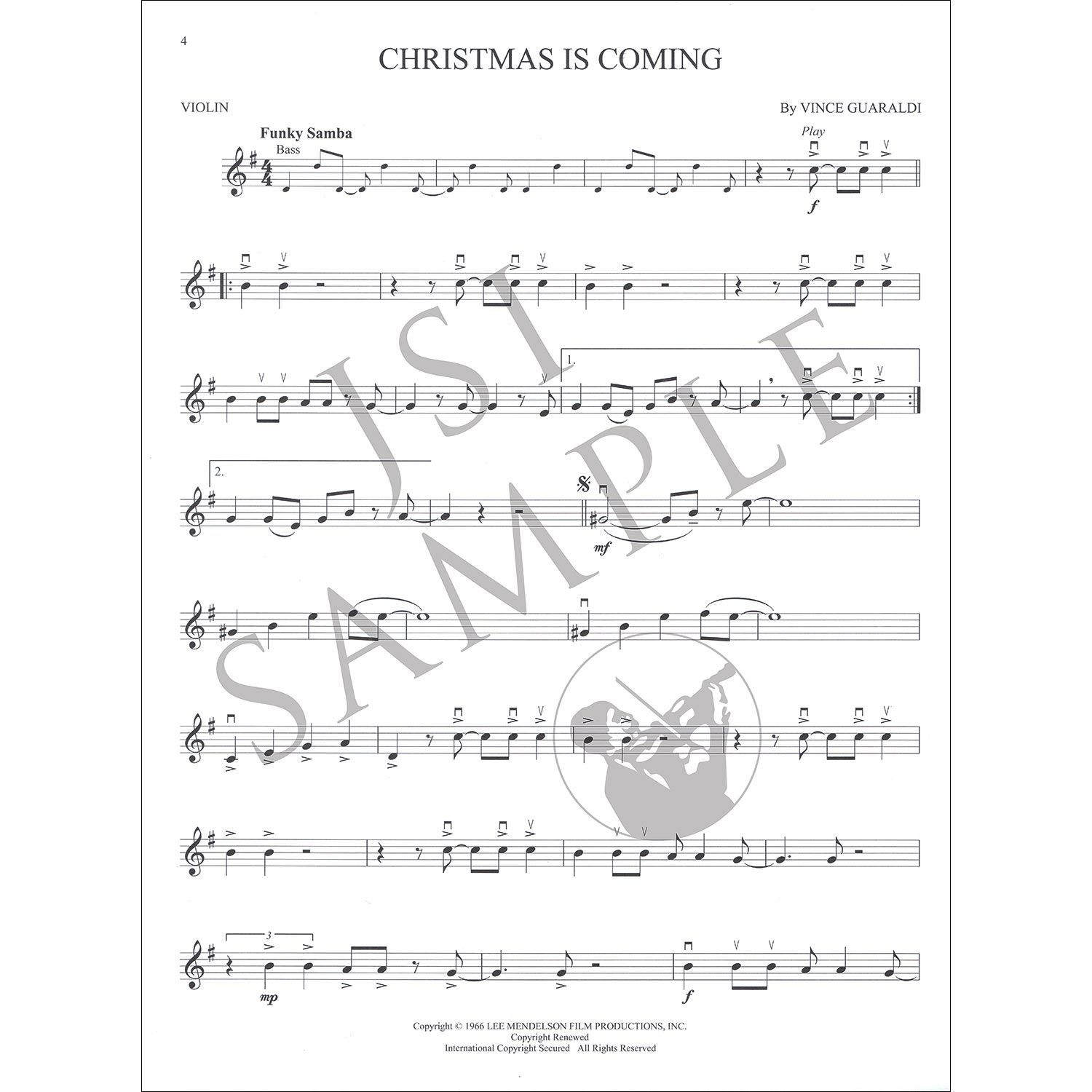 A Charlie Brown Christmas, for Violin with online audio access; Vince ...