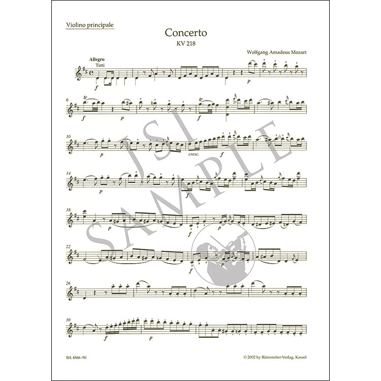 Concerto No. 4 in D Major, K. 218, for violin and piano (urtext); Wolfgang Amadeus Mozart ...