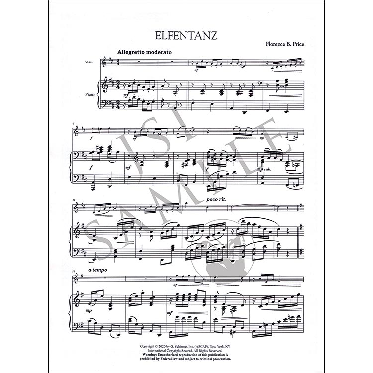 Elfentanz for violin and piano; Florence Price (Schirmer)