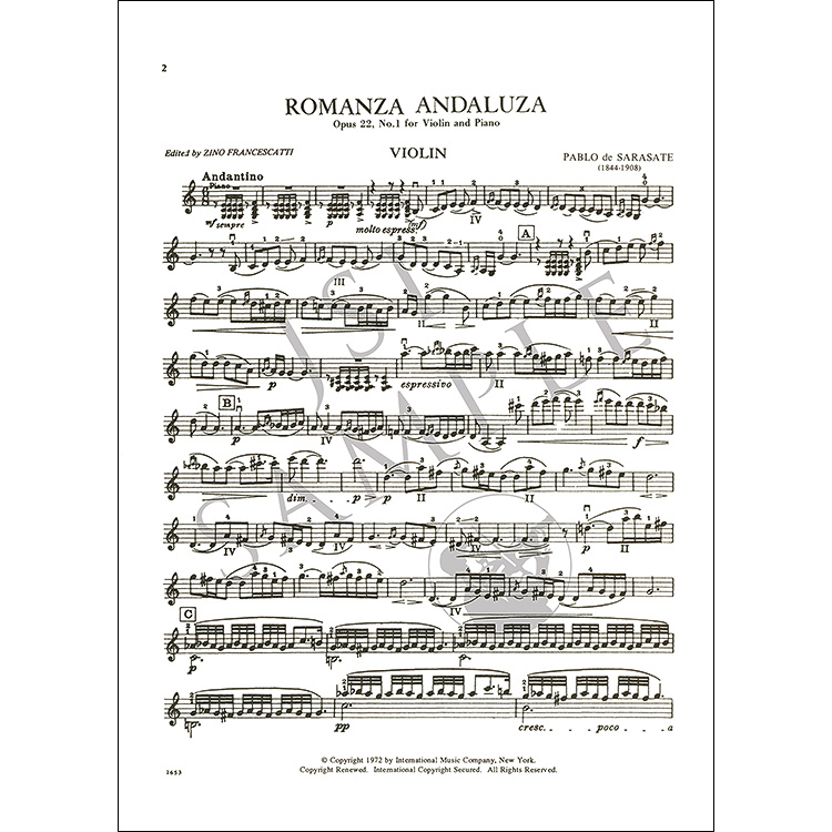 Romanza Andaluza, Op.22/1 (from Spanish Dances) for violin and piano ...