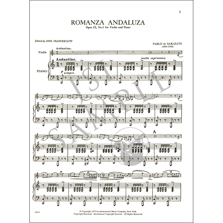 Romanza Andaluza, Op.22/1 (from Spanish Dances) for violin and piano ...