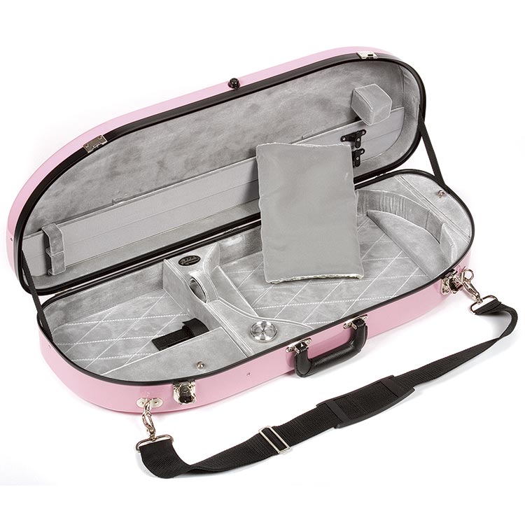 Bobelock 2048 Pink Fiberglass Adjustable Half Moon Viola Case - Silver ...